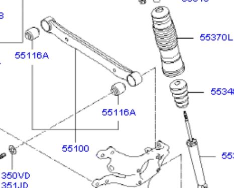 551002G000 Hyundai/Kia brazo suspension inferior trasero izquierdo/derecho