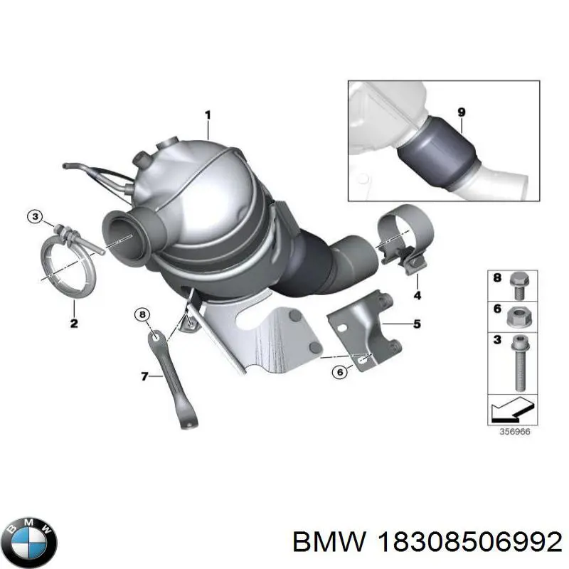 18308506992 BMW Abrazadera de sujeción delantera