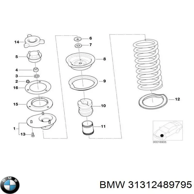31312489795 BMW Arandela de soporte del amortiguador delantero