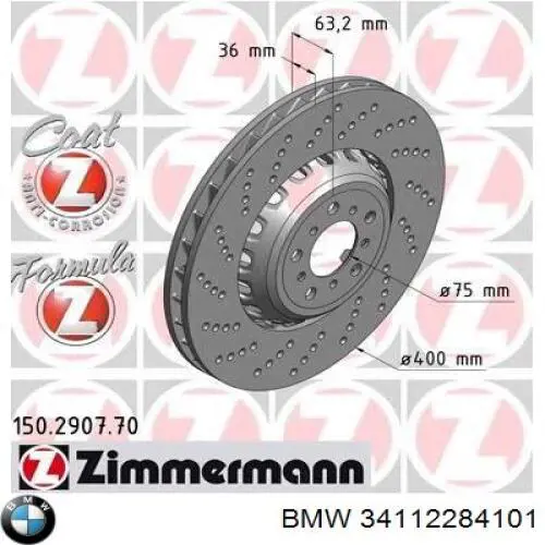 34112284101 BMW Disco de freno delantero