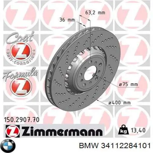 34112284101 BMW Disco de freno delantero
