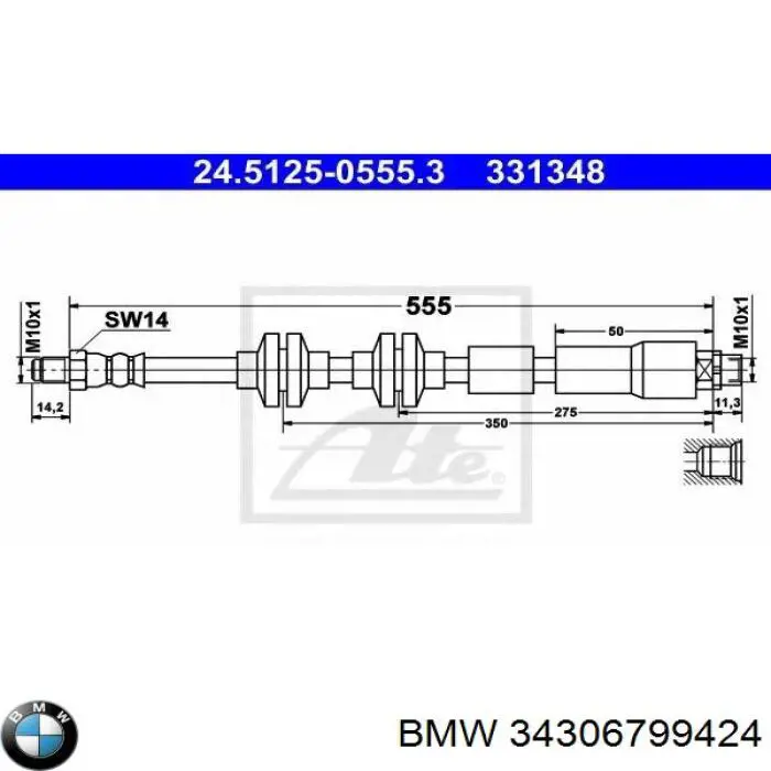 34306799424 BMW latiguillos de freno delantero