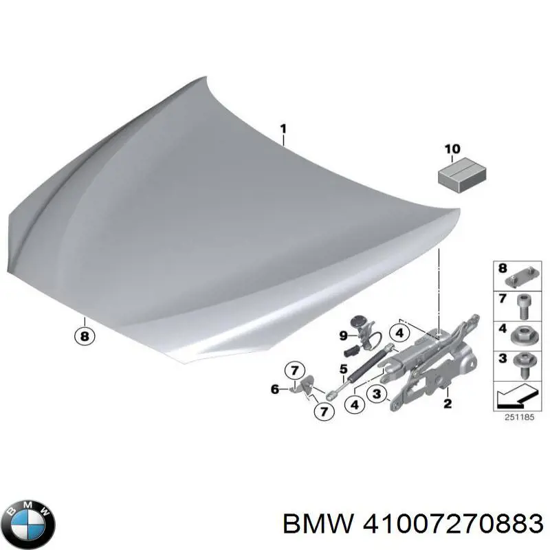 41007270883 BMW Bisagra, capó del motor izquierda