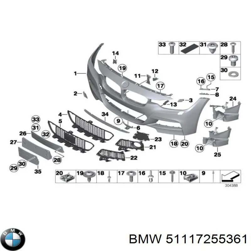 51117255361 BMW soporte para guardabarros delantero, izquierda ...