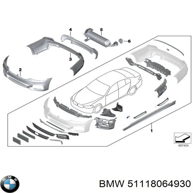 51118064930 BMW rejilla de ventilación, parachoques trasero, central