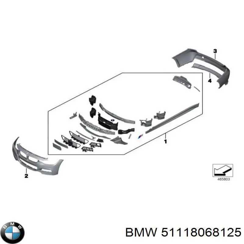 51118068125 BMW rejilla del parachoques delantera izquierda