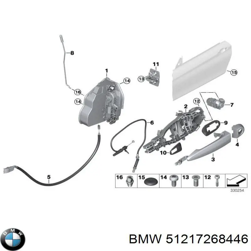 51217268446 BMW cable de accionamiento, desbloqueo de puerta delantera ...