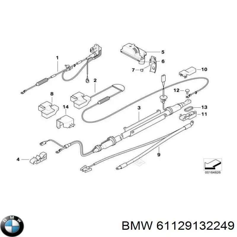 61129132249 BMW Cable de masa para batería