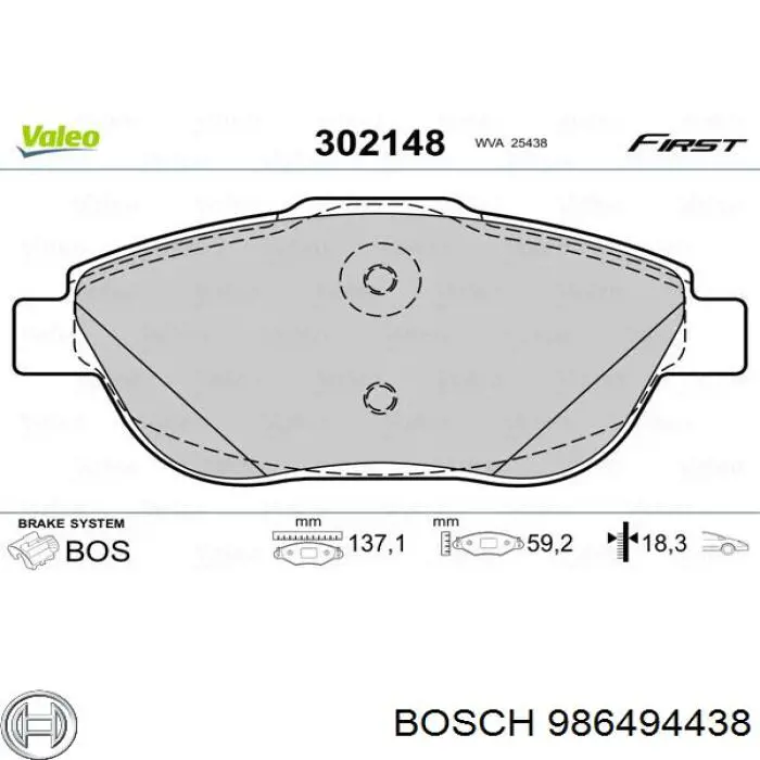 986494438 Bosch pastillas de freno delanteras