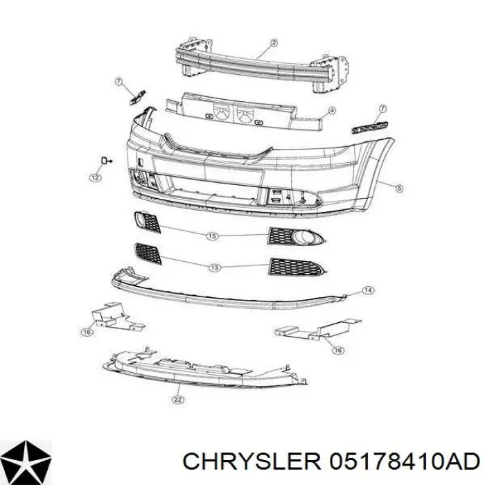 05178410AD CHRYSLER Soporte de parachoques delantero derecho