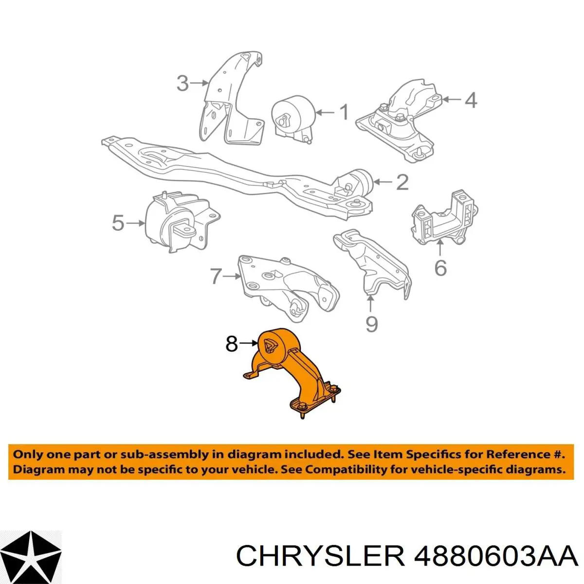 4880603AA CHRYSLER soporte de motor trasero