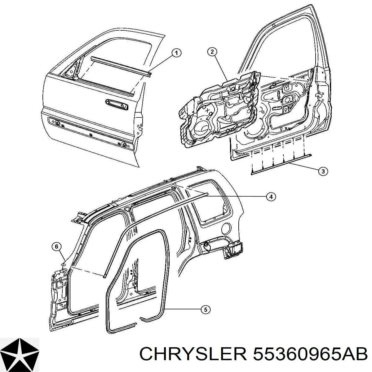 55360965AB CHRYSLER junta de puerta delantera (en carrocería)