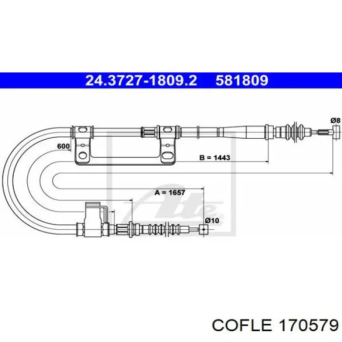 17.0579 Cofle cable de freno de mano trasero izquierdo