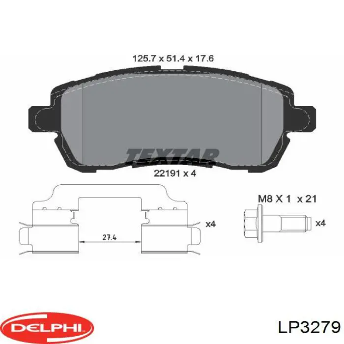 LP3279 DELPHI pastillas de freno delanteras