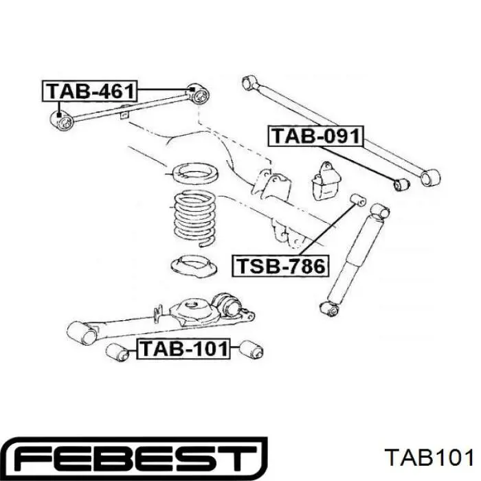 TAB-101 Febest suspensión, brazo oscilante trasero inferior
