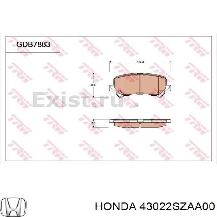 43022SZAA00 HONDA Pastillas de freno traseras