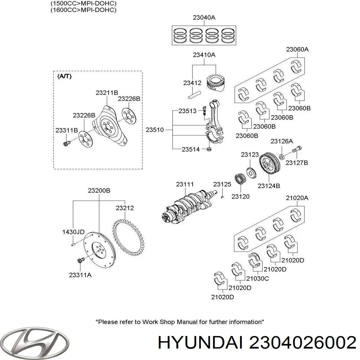2304026002 HYUNDAI/KIA Juego de anillos de pistón, motor, STD