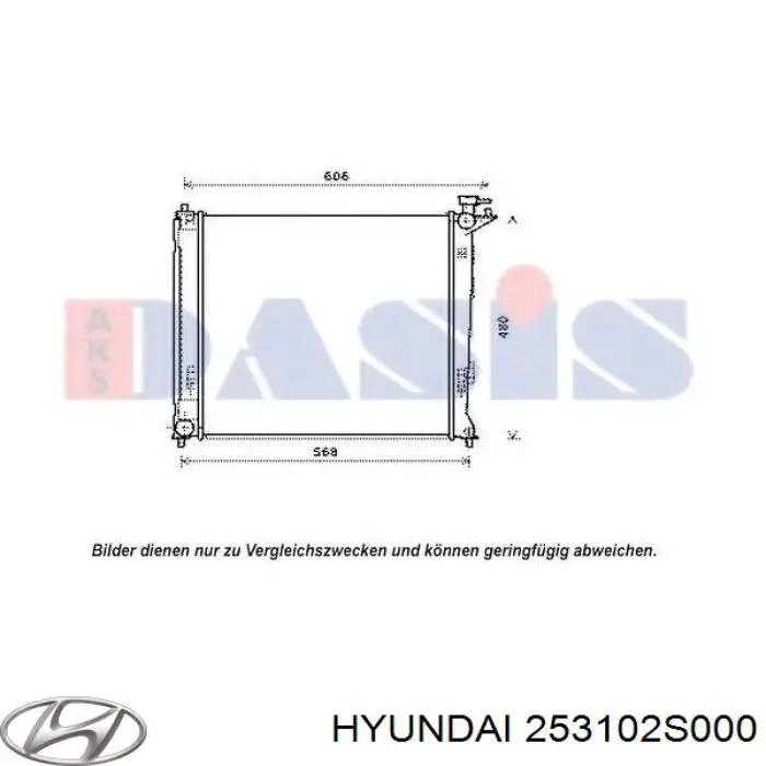 253102S000 Hyundai/Kia radiador refrigeración del motor