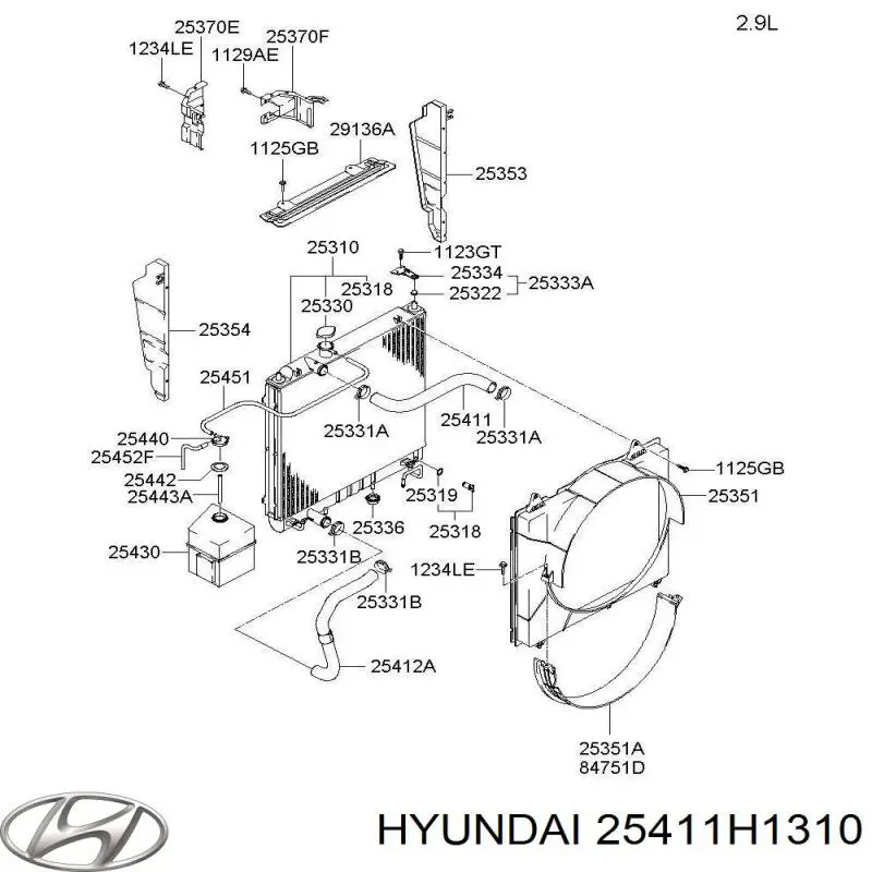 25411-H1310 HYUNDAI/KIA Manguera superior del radiador