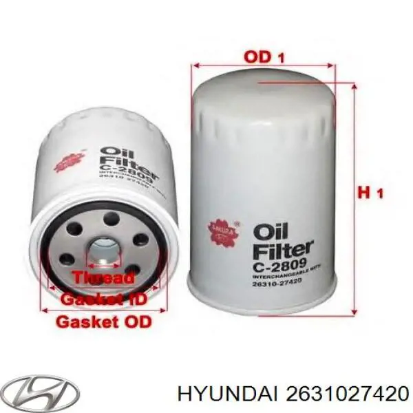 26310 27420 HYUNDAI/KIA Filtro de aceite