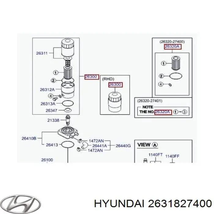 2631827400 HYUNDAI/KIA Junta del adaptador del filtro de aceite