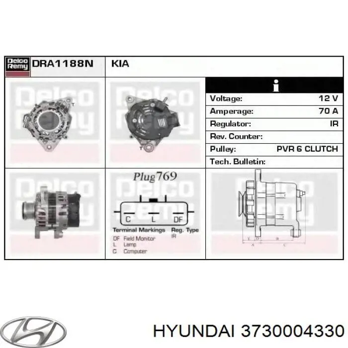 3730004330 Hyundai/Kia alternador comprar barato