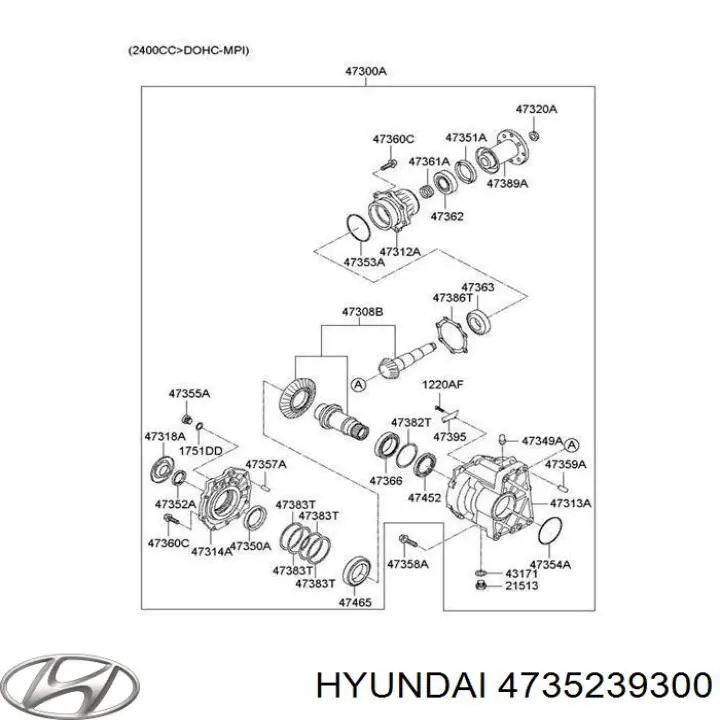 4735239300 HYUNDAI/KIA Anillo retén, diferencial eje delantero