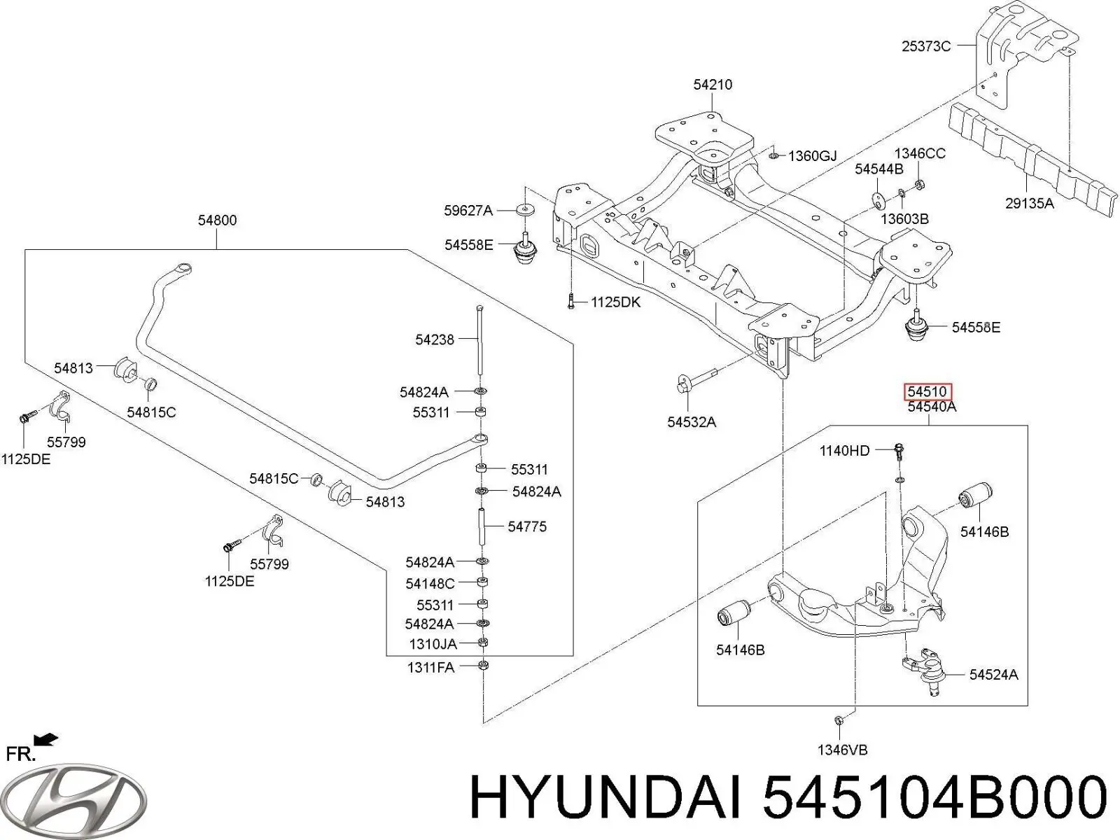 54510-4B000 HYUNDAI/KIA Brazo inferior izquierdo de la suspensión delantera