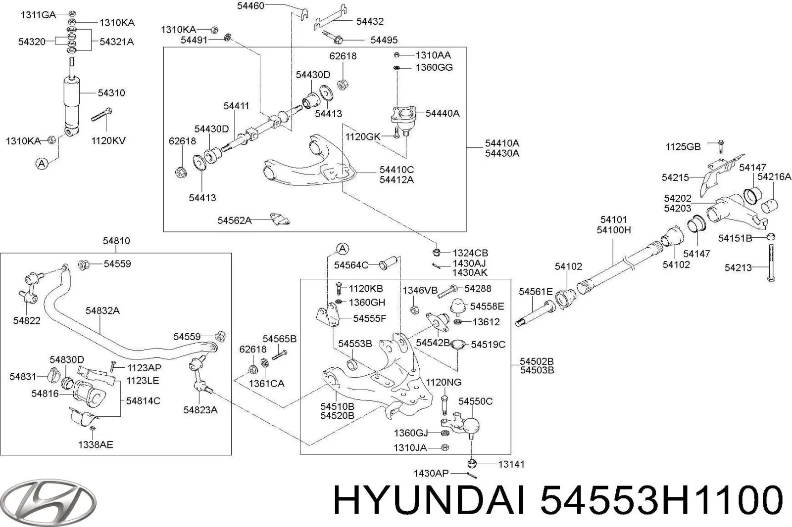 54553-H1100 HYUNDAI/KIA Silentblock del brazo de suspensión