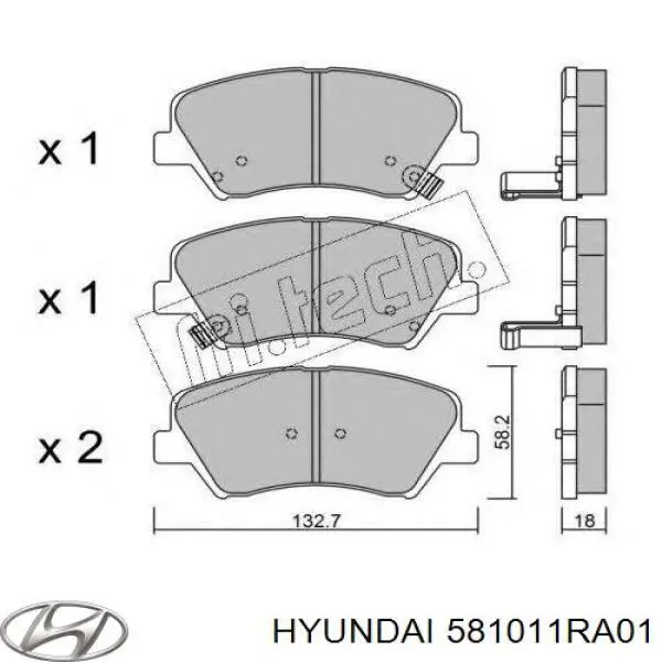 581011RA01 HYUNDAI/KIA Pastillas de freno delanteras