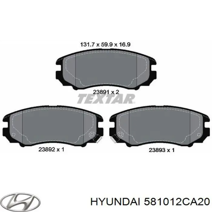 581012CA20 HYUNDAI/KIA Pastillas de freno delanteras