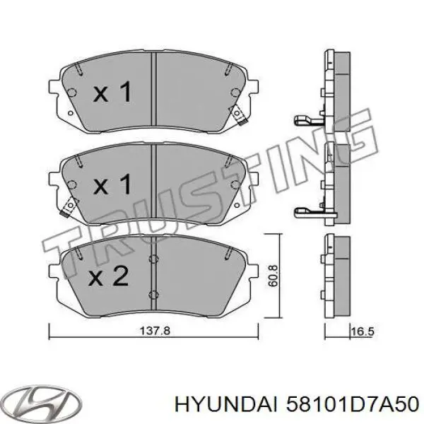 58101D7A50 HYUNDAI/KIA Pastillas de freno delanteras
