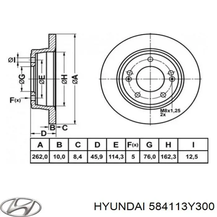 584113Y300 HYUNDAI/KIA Disco de freno trasero