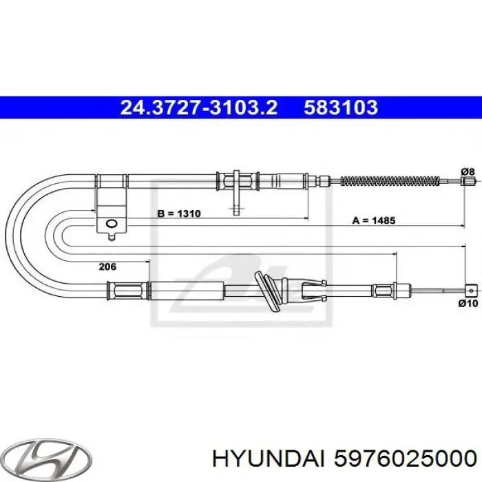59760-25000 Hyundai/Kia cable de freno de mano trasero izquierdo