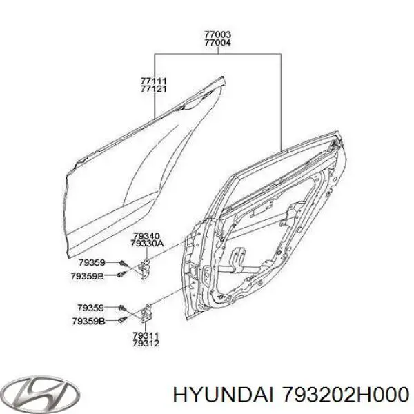 793202H000 HYUNDAI/KIA Bisagra de puerta trasera derecha