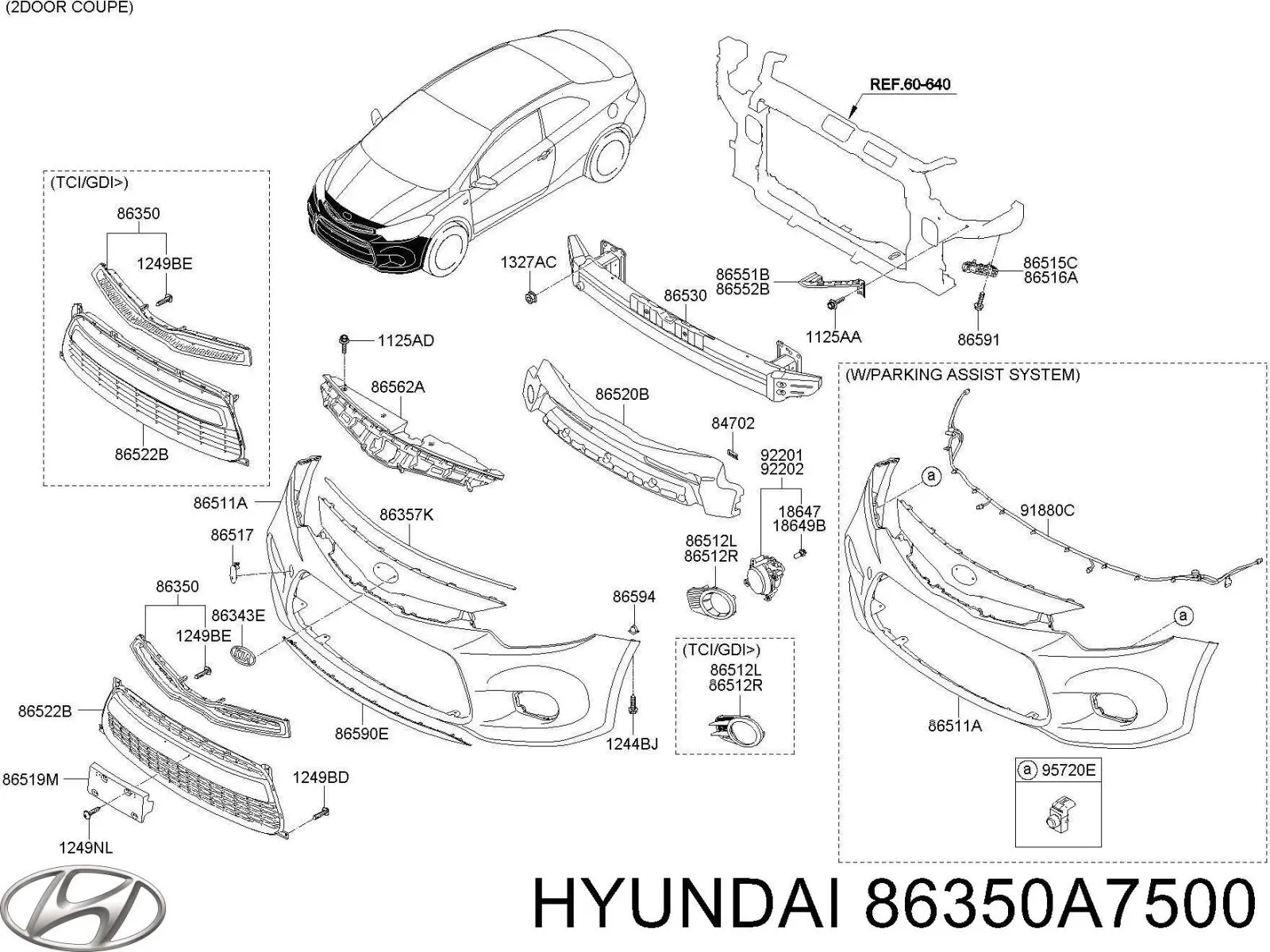 86350A7500 HYUNDAI/KIA Parrilla