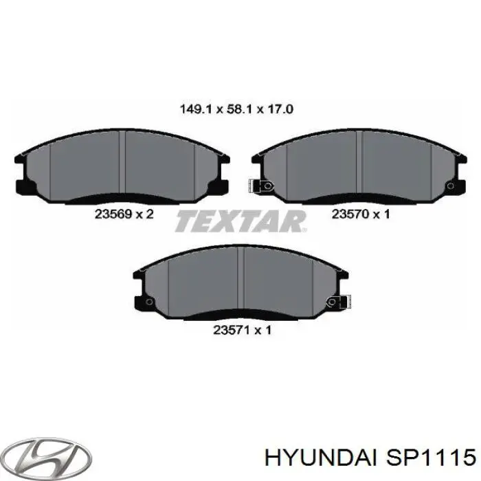 SP1115 Hyundai/Kia pastillas de freno delanteras