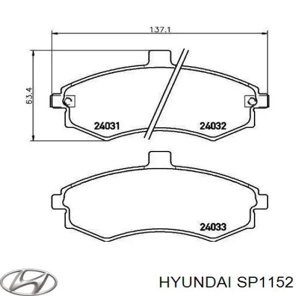 SP1152 HYUNDAI/KIA Pastillas de freno delanteras