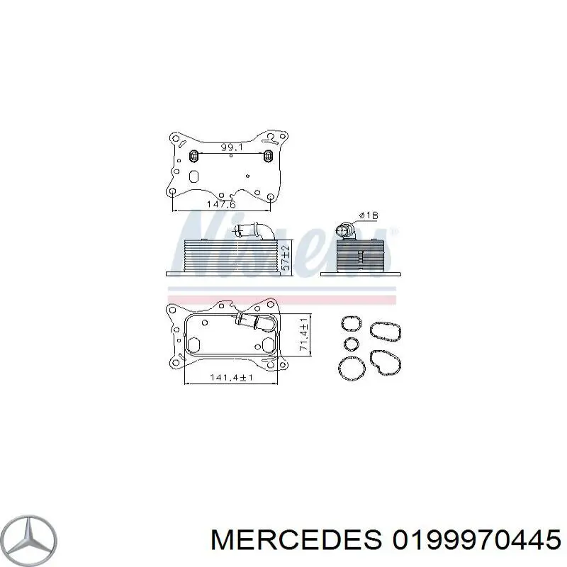 0199970445 Mercedes junta de radiador de aceite