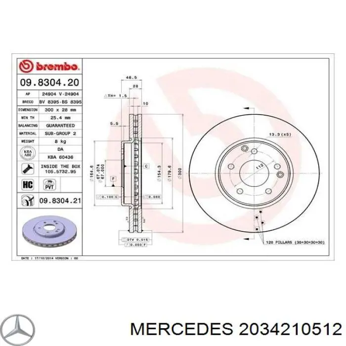 2034210512 MERCEDES disco de freno delantero