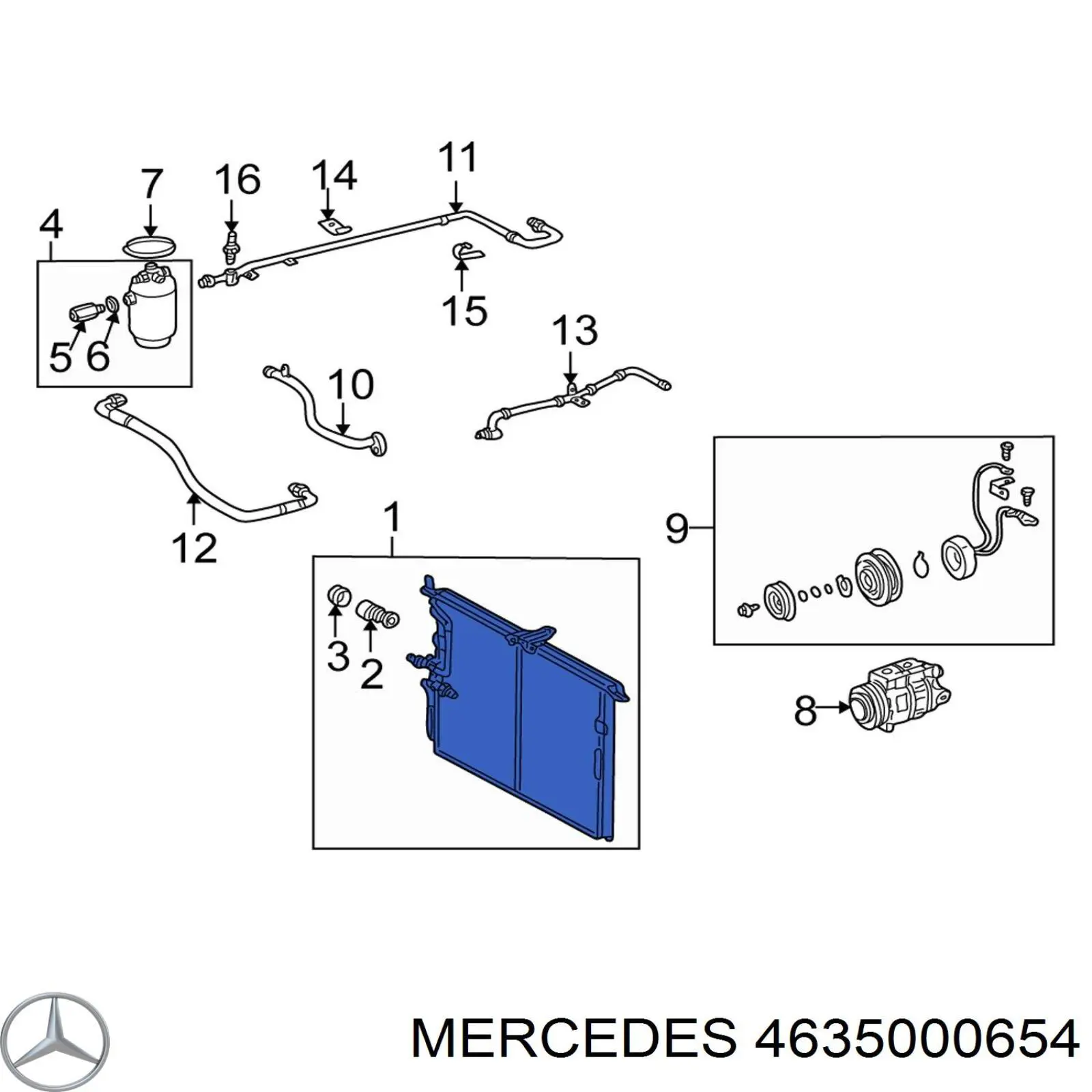 4635000654 Mercedes condensador, aire acondicionado