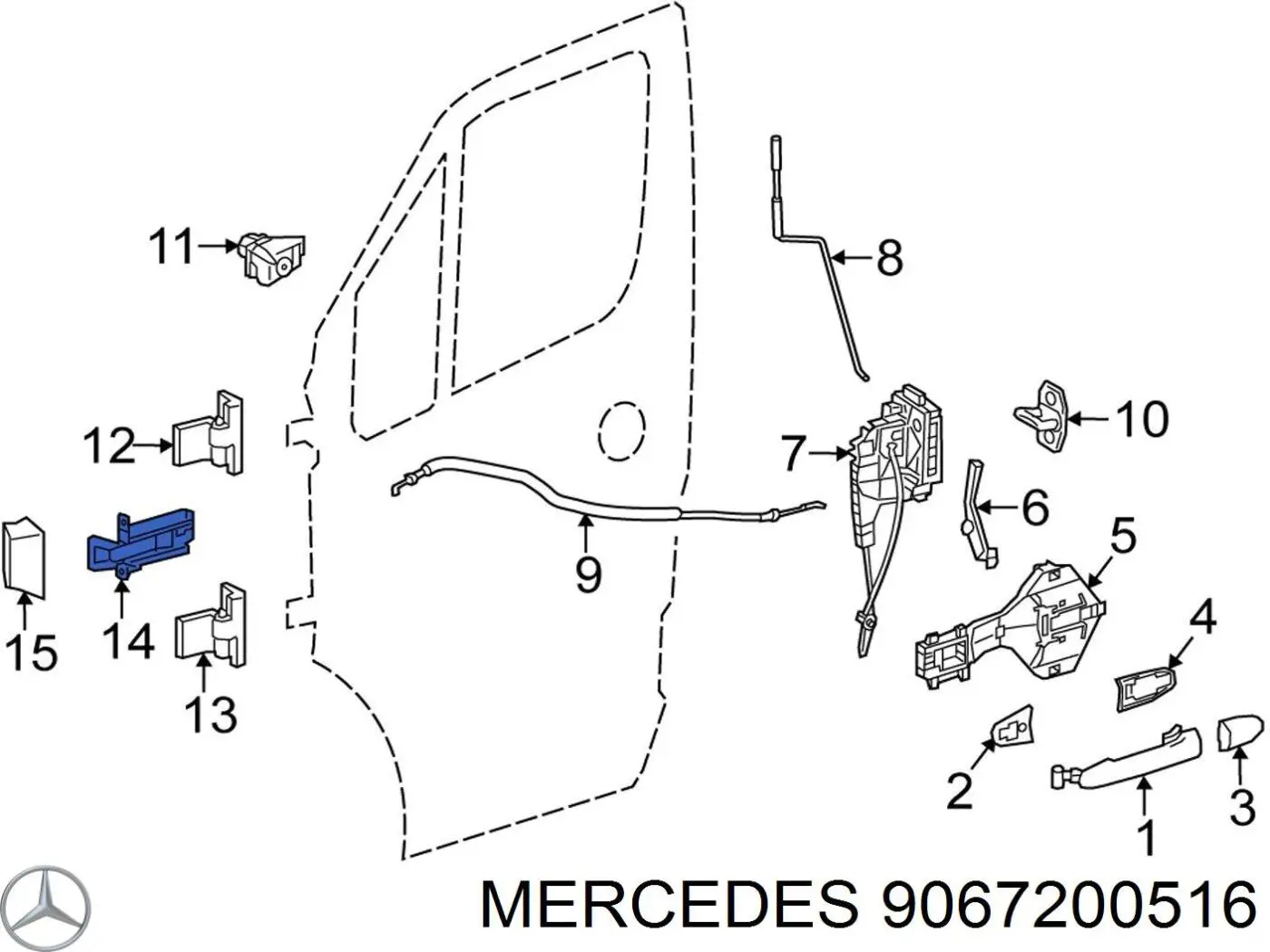 9067200016 Mercedes asegurador puerta delantera