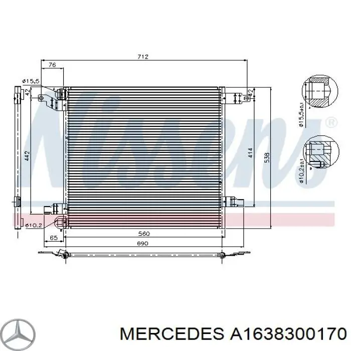 A1638300170 Mercedes condensador, aire acondicionado