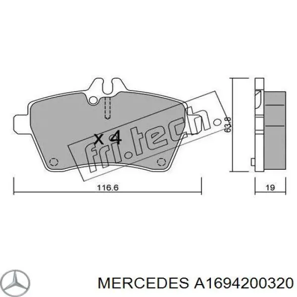 A1694200320 MERCEDES Pastillas de freno delanteras