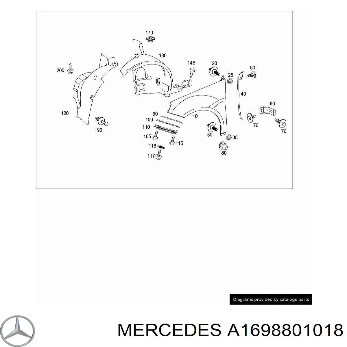 A1698801018 Mercedes guardabarros delantero derecho
