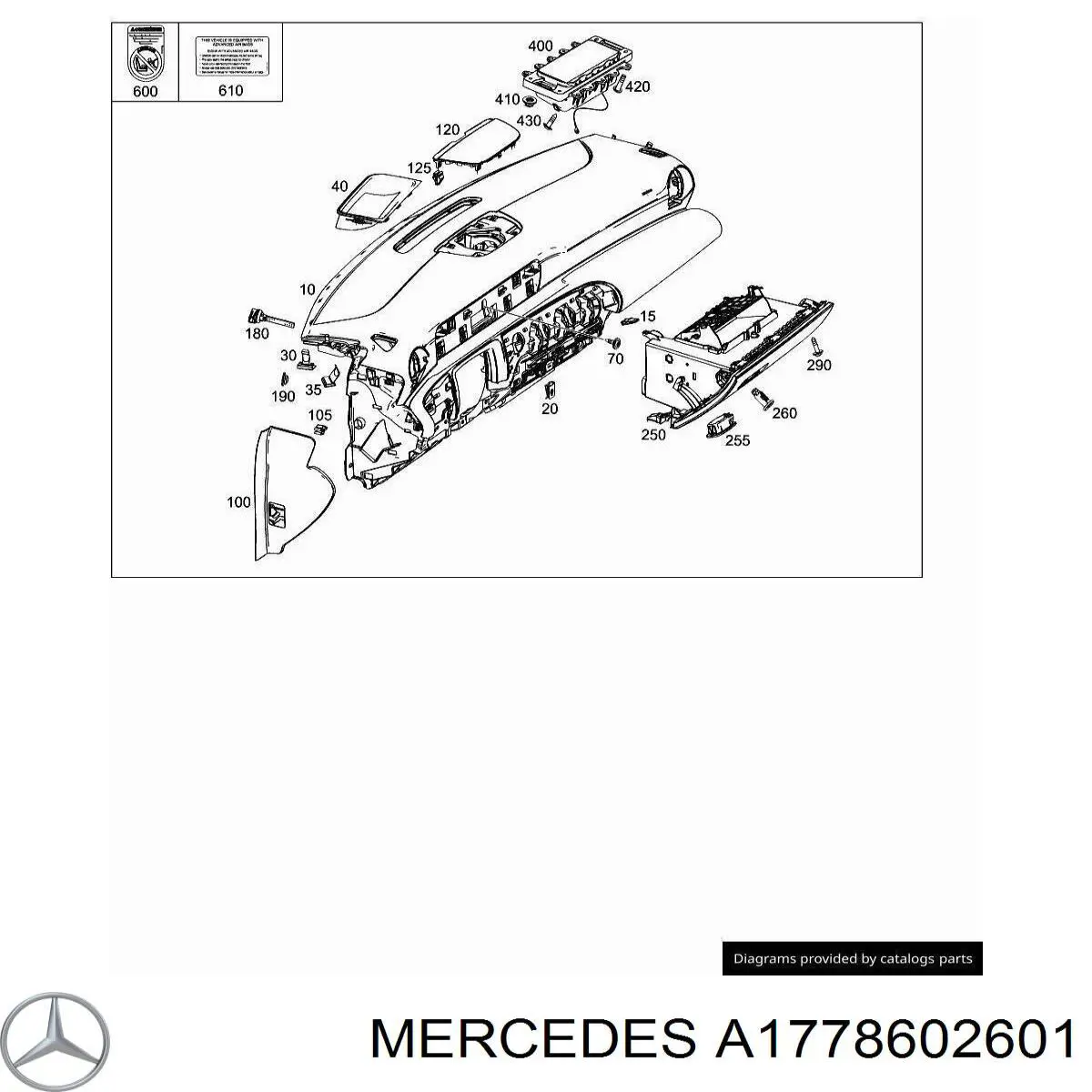 A1778602601 MERCEDES airbag para pasajero