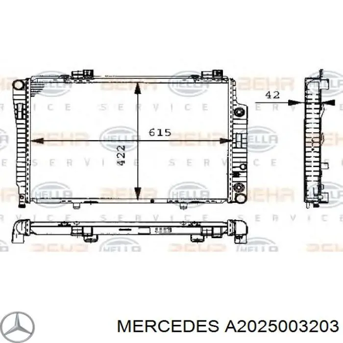 A2025003203 Mercedes radiador refrigeración del motor