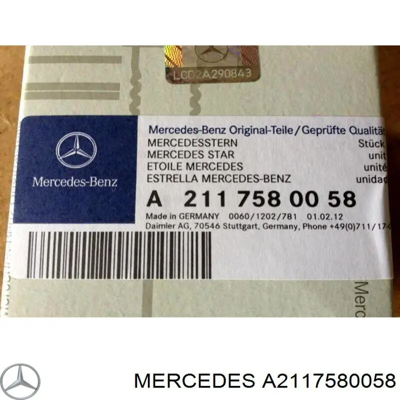 A2117580058 Mercedes emblema de tapa de maletero