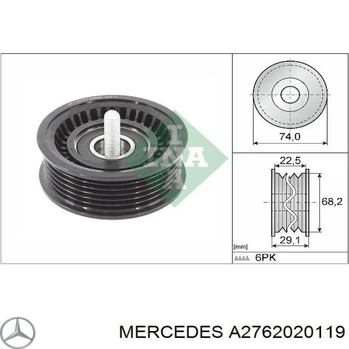 A2762020119 MERCEDES Polea inversión / guía, correa poli V