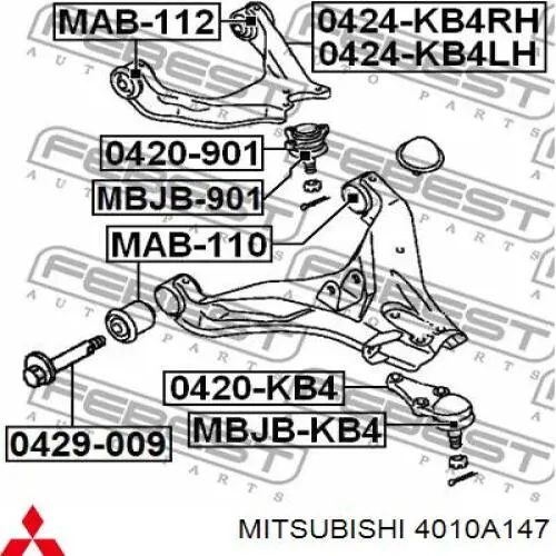 4010A147 MITSUBISHI barra oscilante, suspensión de ruedas delantera ...